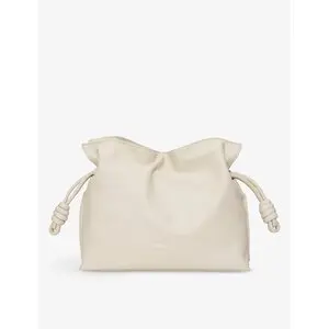 Loewe Flamenco Logo-embossed Knotted Leather Bag - Sea Salt