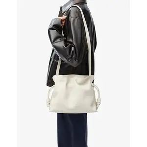 Loewe Flamenco Logo-embossed Knotted Leather Bag - Sea Salt