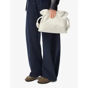 Loewe Flamenco Logo-embossed Knotted Leather Bag - Sea Salt