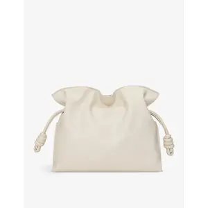 Loewe Flamenco Logo-embossed Knotted Leather Bag - Sea Salt