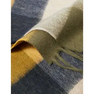 Barbour Checked Tasselled-trim Wool Scarf