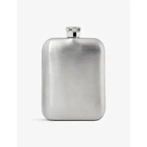 ASPINAL OF LONDON Grained-leather Pouch And Stainless-steel Hip Flask
