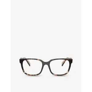 Prada Pr 17zv Rectangle-frame Acetate Glasses - Brown