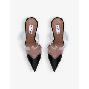 Alaïa Cœur 90 Point-toe Patent-leather Mules - Black