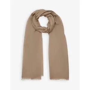 REISS Heidi Fringe-trimmed Cashmere Scarf 1 Size Biscuit