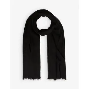 REISS Heidi Fringe-trimmed Cashmere Scarf 1 Size Black