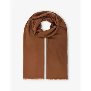 REISS Heidi Fringe-trimmed Cashmere Scarf 1 Size Camel