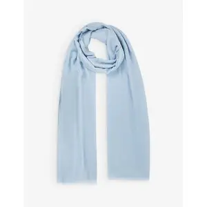 REISS Heidi Fringe-trimmed Cashmere Scarf 1 Size Duck Egg