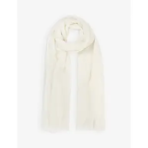 REISS Heidi Fringe-trimmed Cashmere Scarf - Off White