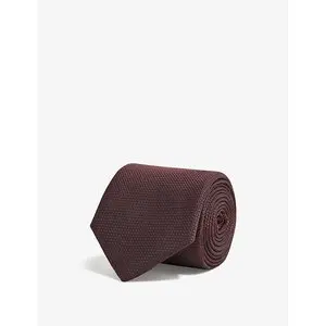 REISS Ceremony Textured Tie - Burgundy