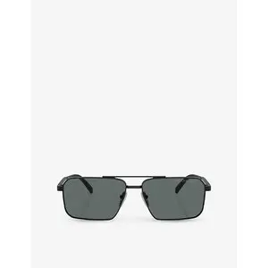 Prada Rectangle-frame Metal Sunglasses - Black