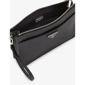Prada Logo-plaque Saffiano-leather Pouch