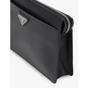 Prada Logo-plaque Saffiano-leather Pouch