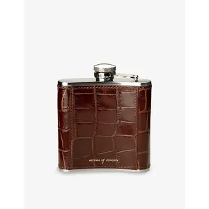 ASPINAL OF LONDON Classic Stainless-steel And Leather Hip Flask - Amazon Brown