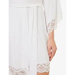 Eberjey Mariana Tie-waist Stretch-jersey Robe - White