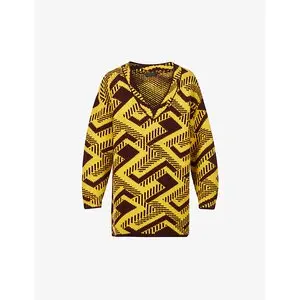 Prada Geometric-pattern V-neck Knitted Jumper