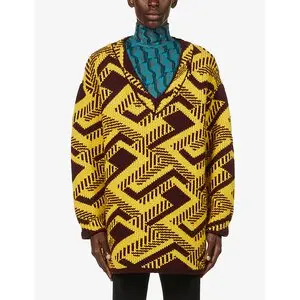 Prada Geometric-pattern V-neck Knitted Jumper