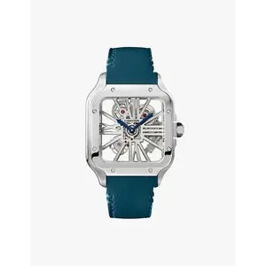 CARTIER Santos De Skeleton Leather And Stainless Watch - Steel