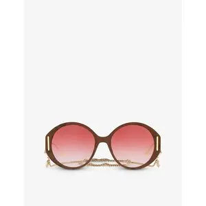 Gucci Gg1202s Round-frame Sunglasses - Pink/gold