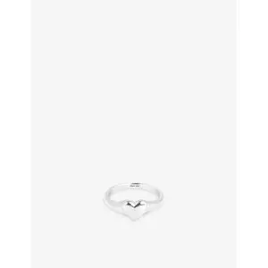 ASTRID & MIYU Heart Signet Ring - Rhodium