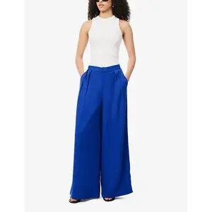 LEEM Pleated Wide-leg Trousers - Cobalt