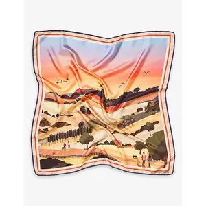 ASPINAL OF LONDON Graphic-print Branded Silk Scarf