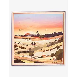 ASPINAL OF LONDON Graphic-print Branded Silk Scarf