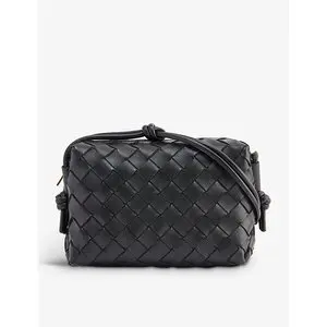 Bottega Veneta Loop Mini Intrecciato Leather Cross-body Bag - Black
