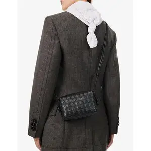 Bottega Veneta Loop Mini Intrecciato Leather Cross-body Bag - Black