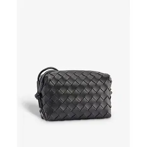 Bottega Veneta Loop Mini Intrecciato Leather Cross-body Bag - Black
