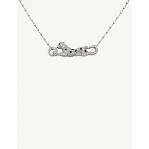 Cartier Panthère De 18ct White-gold, Lacquer, Emerald And Diamond Necklace