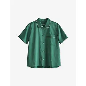 HAY Outline Contrast-trim Cotton Pyjama Shirt - Emerald Green