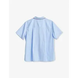 HAY Outline Contrast-trim Cotton Pyjama Shirt - Soft Blue