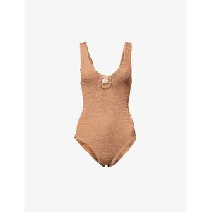 Hunza G Hunza G Celine Plunge-Neck Swimsuit Metallic Cocoa