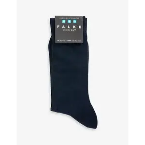 Falke Cotton-blend Knitted Socks - Dark Navy