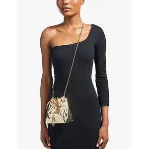 JIMMY CHOO Bon Bon Metallic Woven Top-handle Bag - Gold