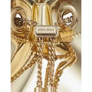 JIMMY CHOO Bon Bon Metallic Woven Top-handle Bag - Gold