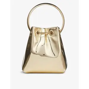 JIMMY CHOO Bon Bon Metallic Woven Top-handle Bag - Gold