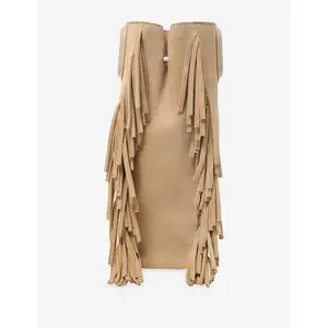 Maje Fringed-trim Suede Shoulder Bag - Cappucino