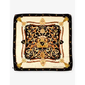 ASPINAL OF LONDON Signature Graphic-print Silk Scarf - Black