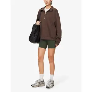 ADANOLA High-rise Cropped Biker Shorts - Dark Olive
