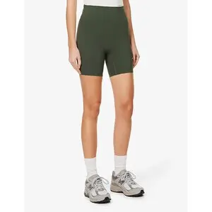 ADANOLA High-rise Cropped Biker Shorts - Dark Olive