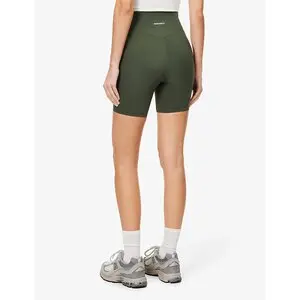 ADANOLA High-rise Cropped Biker Shorts - Dark Olive