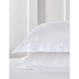 THE WHITE COMPANY Bordered Standard Cotton Oxford Pillowcase 50cm X 75cm - White
