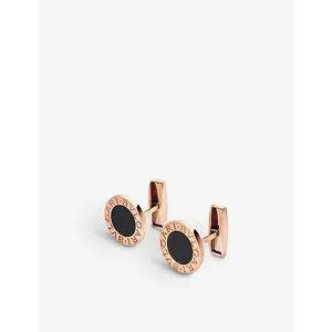 BVLGARI 18ct Rose-gold And Onyx Cufflinks