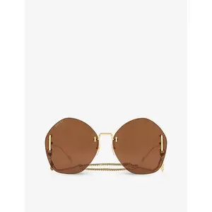 Gucci Gg1203s Round-frame Sunglasses - Brown/gold