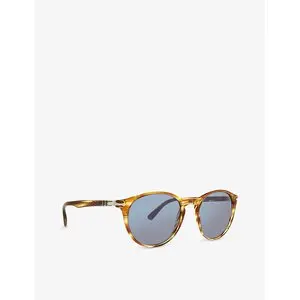 Persol Round-frame Sunglasses - Striped Brown Yellow
