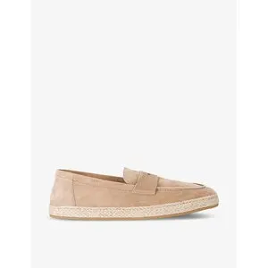 Brunello Cucinelli Espadrille-sole Panelled Suede Penny Loafers