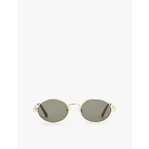 Le Specs Le Specs Poseidon Deux Oval-frame Metal Sunglasses Gold/khaki