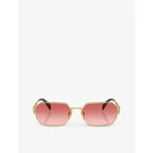 Prada Pr A51s Irregular-frame Metal Sunglasses - Gold